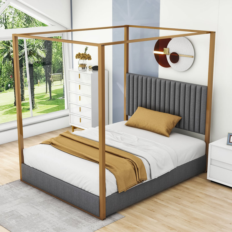 Mercer41 Sighbiorn Queen Upholstery Canopy Platform Bed With Headboard